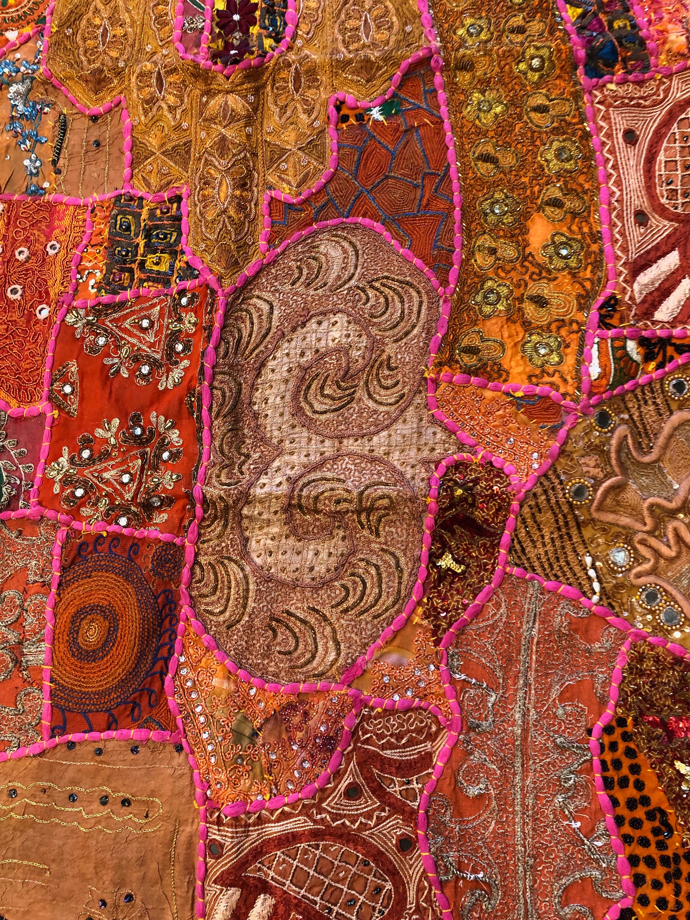 Orange Bohemian patchwork tapestries, Multi color, Wall Hanging, Table ...