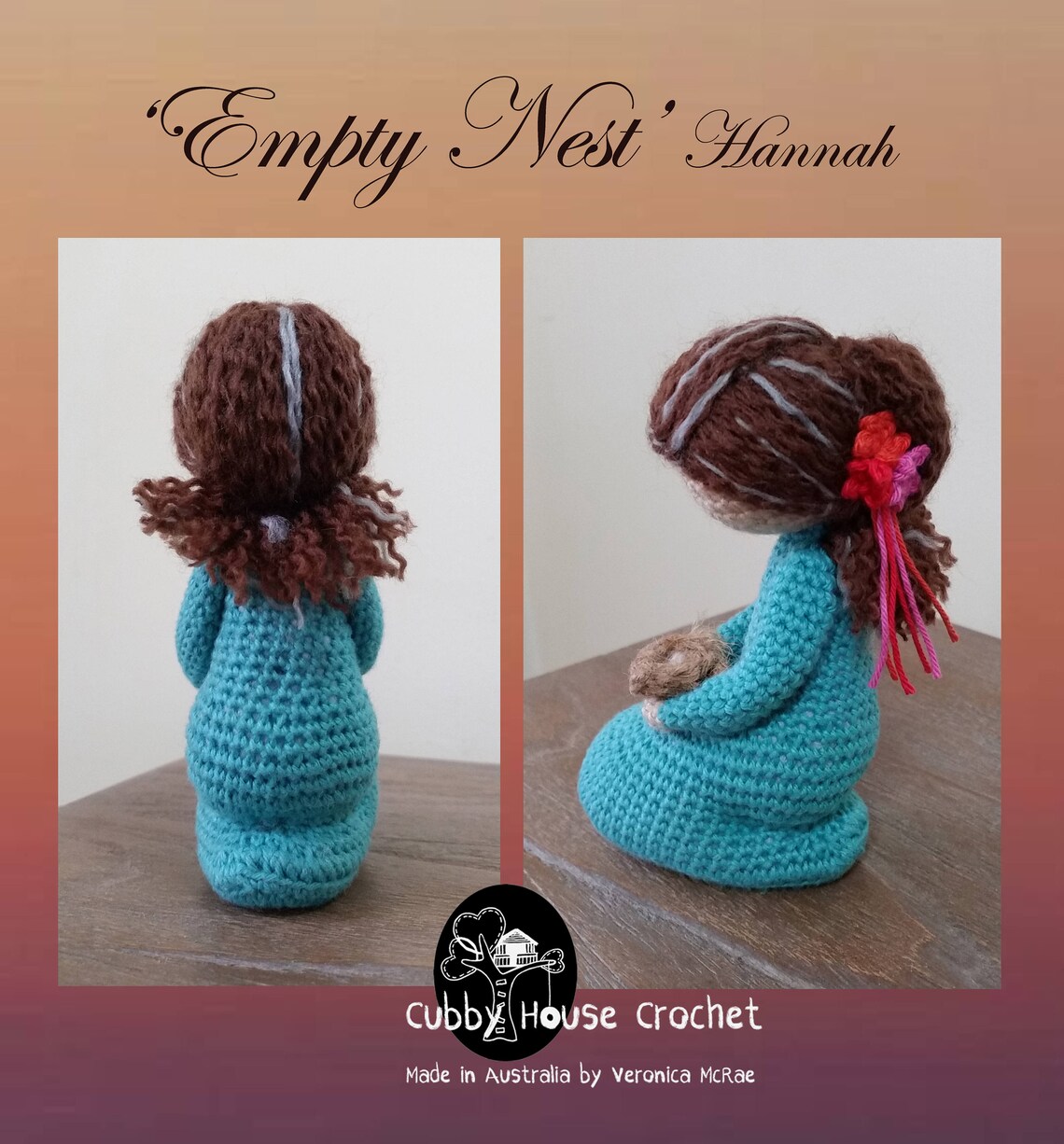 Empty Nest HANNAH, Crochet Pattern. Mother Kneeling Holding Empty Nest ...