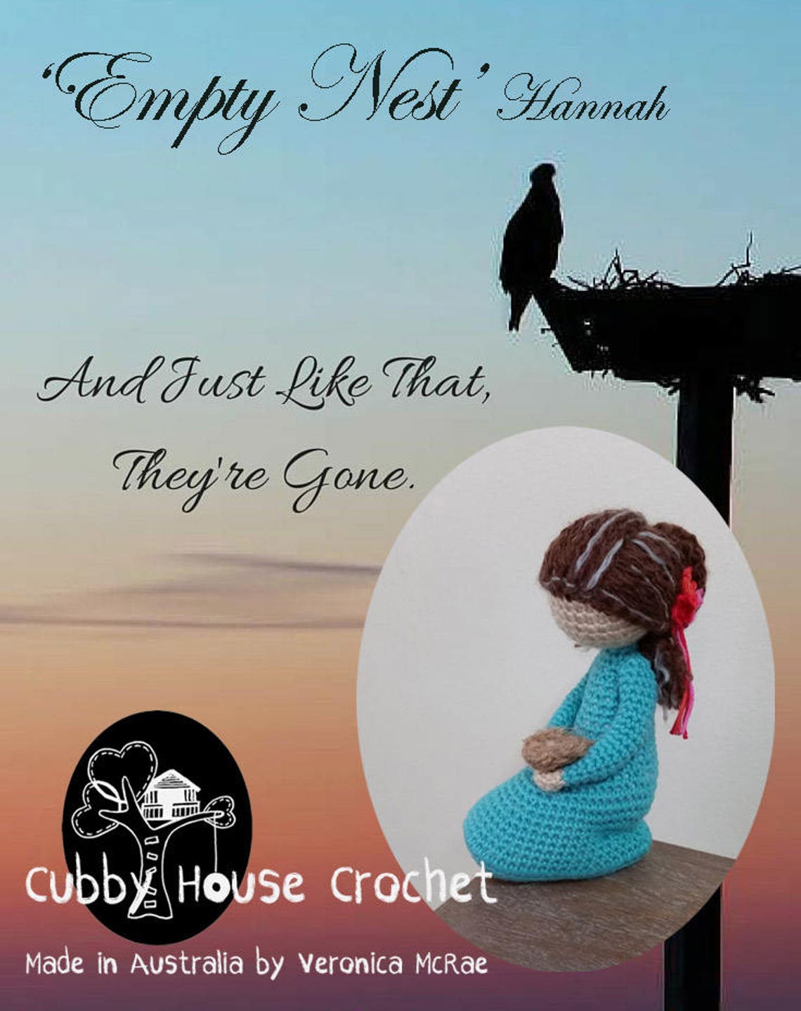 Empty Nest HANNAH, Crochet Pattern. Mother Kneeling Holding Empty Nest ...