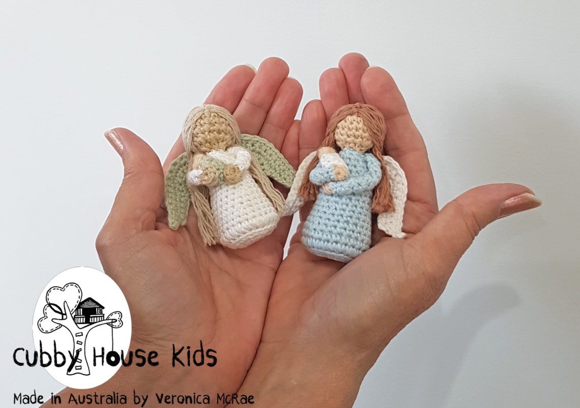 Miniature Angel with Baby PDF crochet pattern. | Etsy