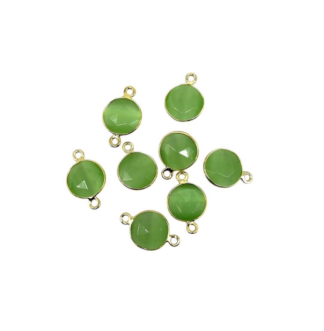 12 MM Round Bezel Cats Eye Connectors Jewelry Findings, Huge Color ...