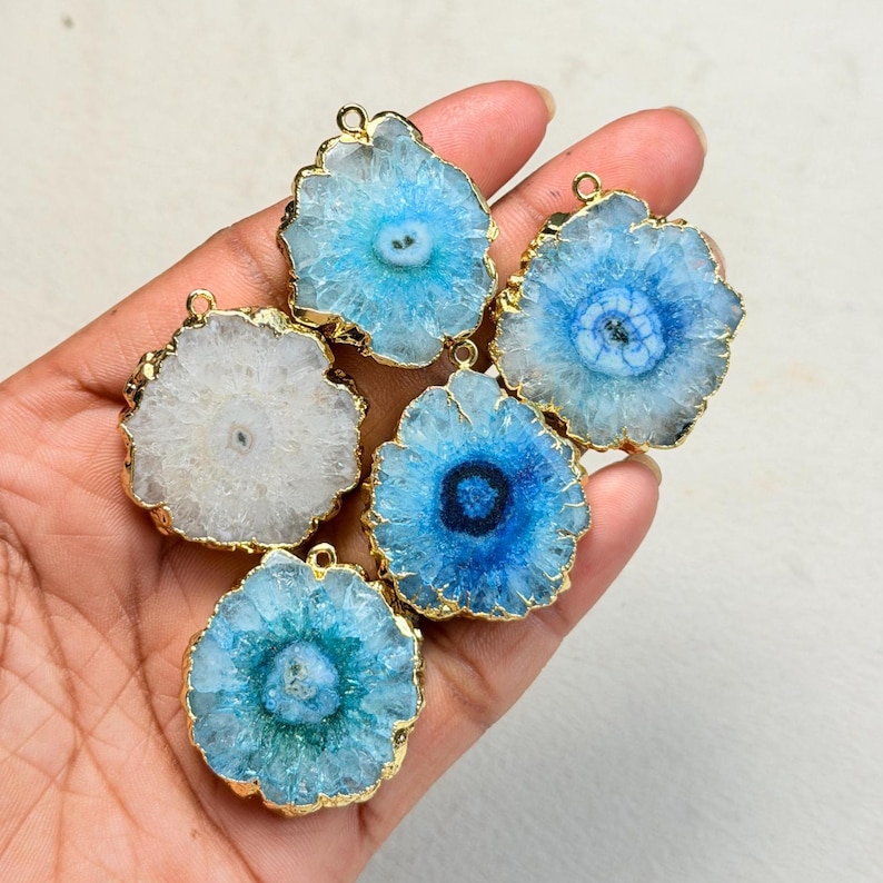 Gold Plated Solar Quartz Connector Charms| Mixed Color Geode Charms ...
