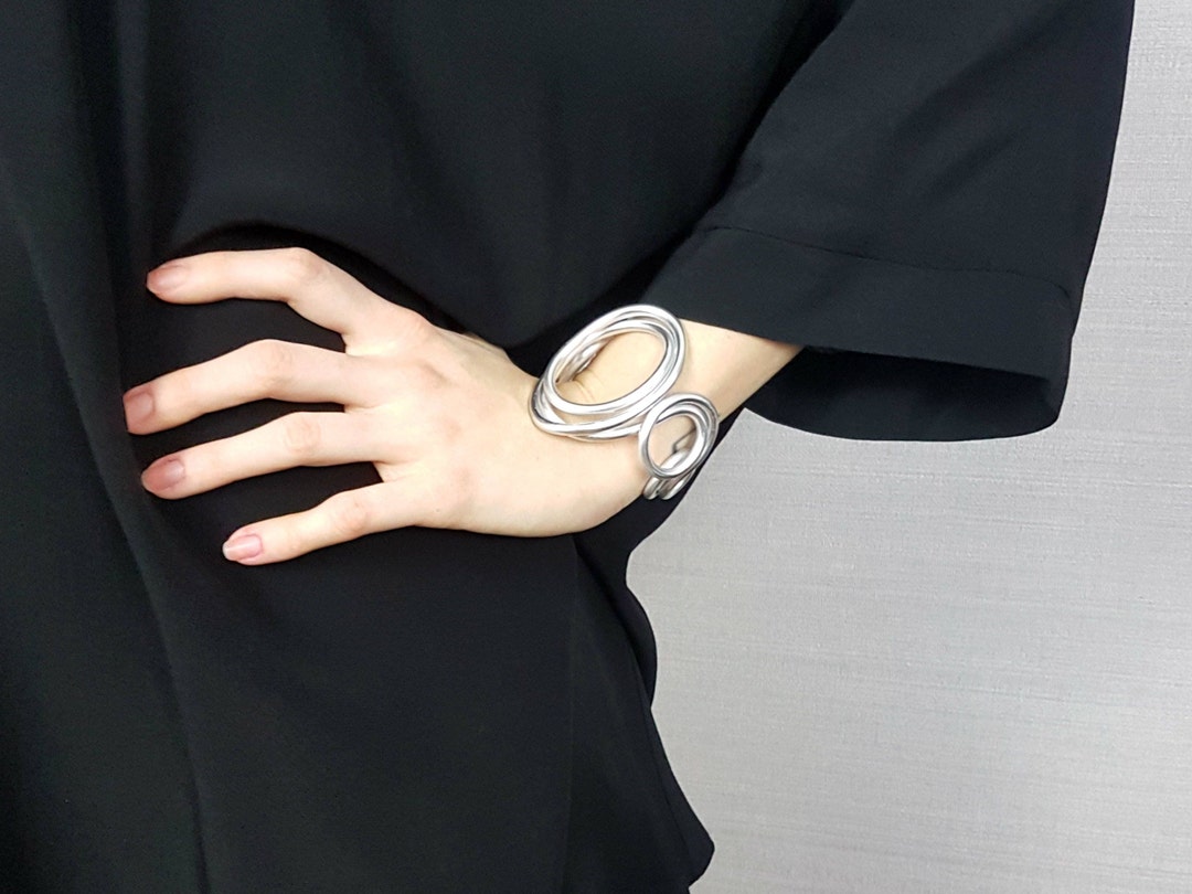Large Silver Aluminum Bracelet, Modern Bracelet, Contemporary Bracelet ...