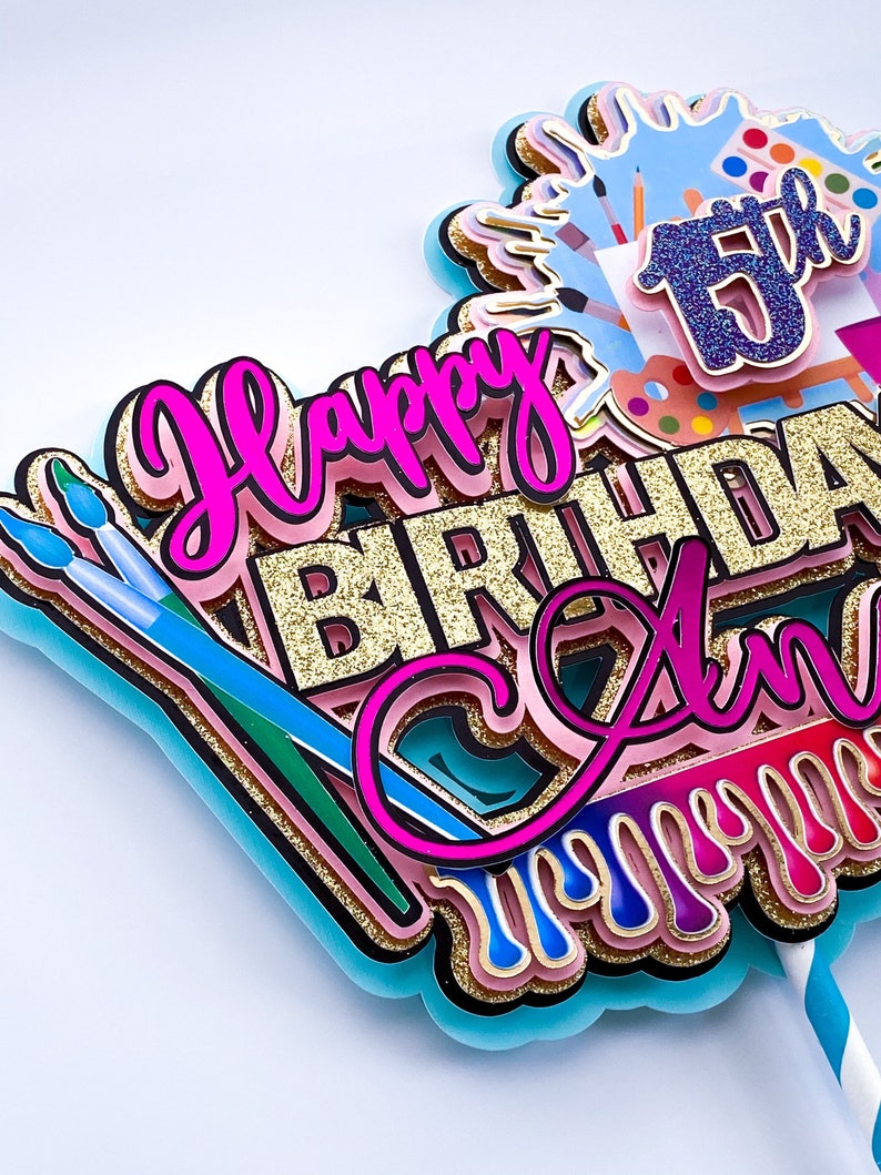 Paint Cake Topper Art Theme Cake Topper Paint Theme Topper - Etsy