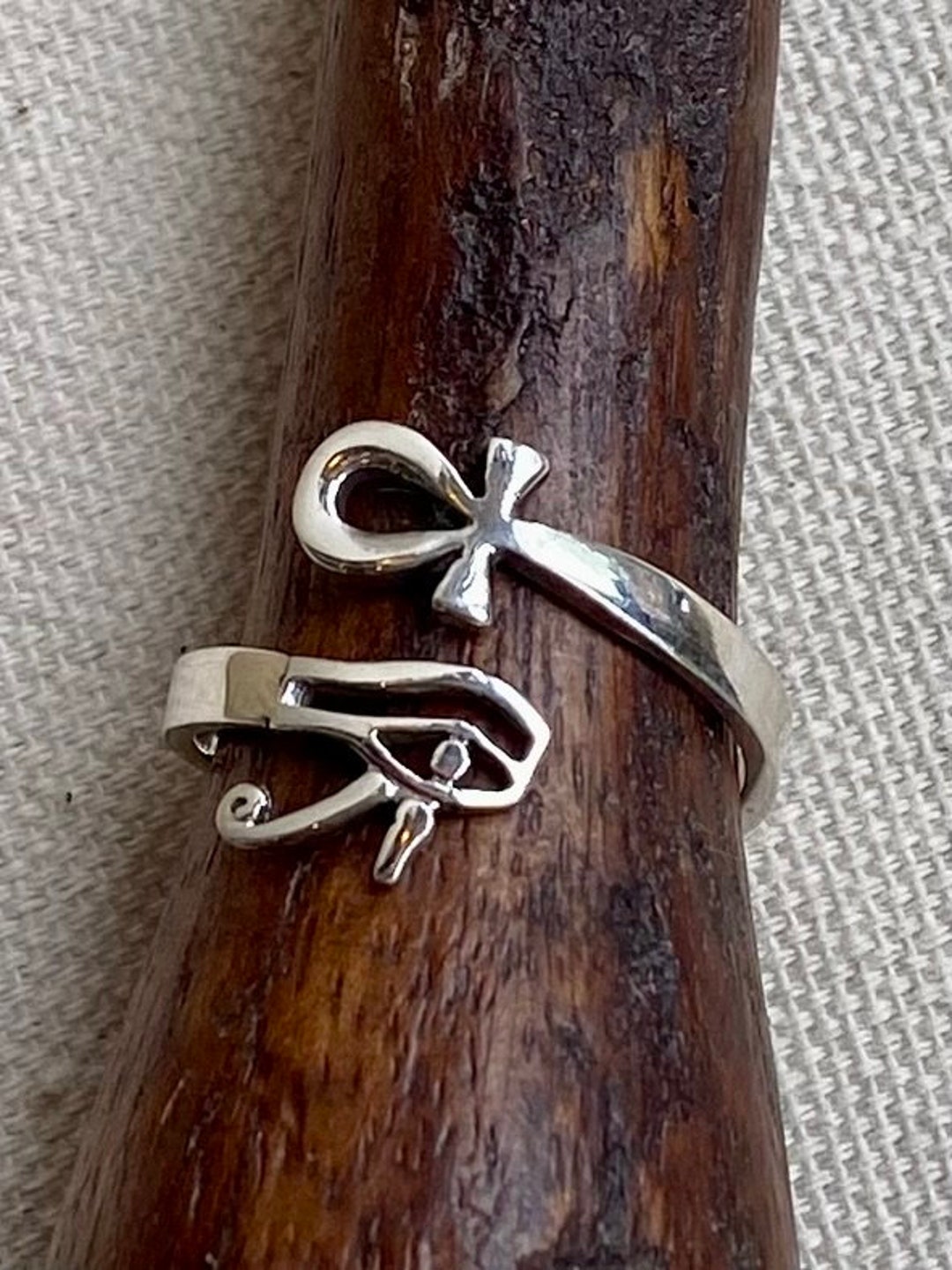 Key of Life and Eye of Horus Adjustable Ring, Sterling Silver, Handmade ...