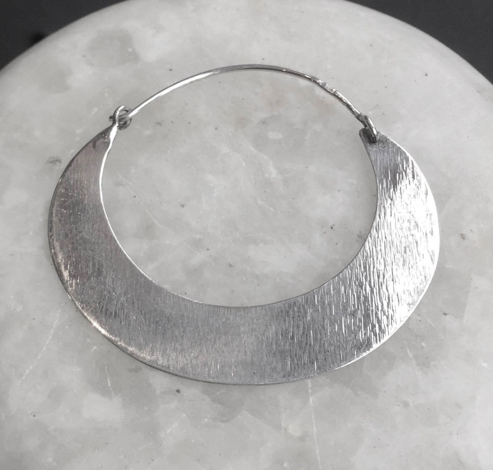Super sleek handmade silver Nubian-style hoop earrings new | Etsy
