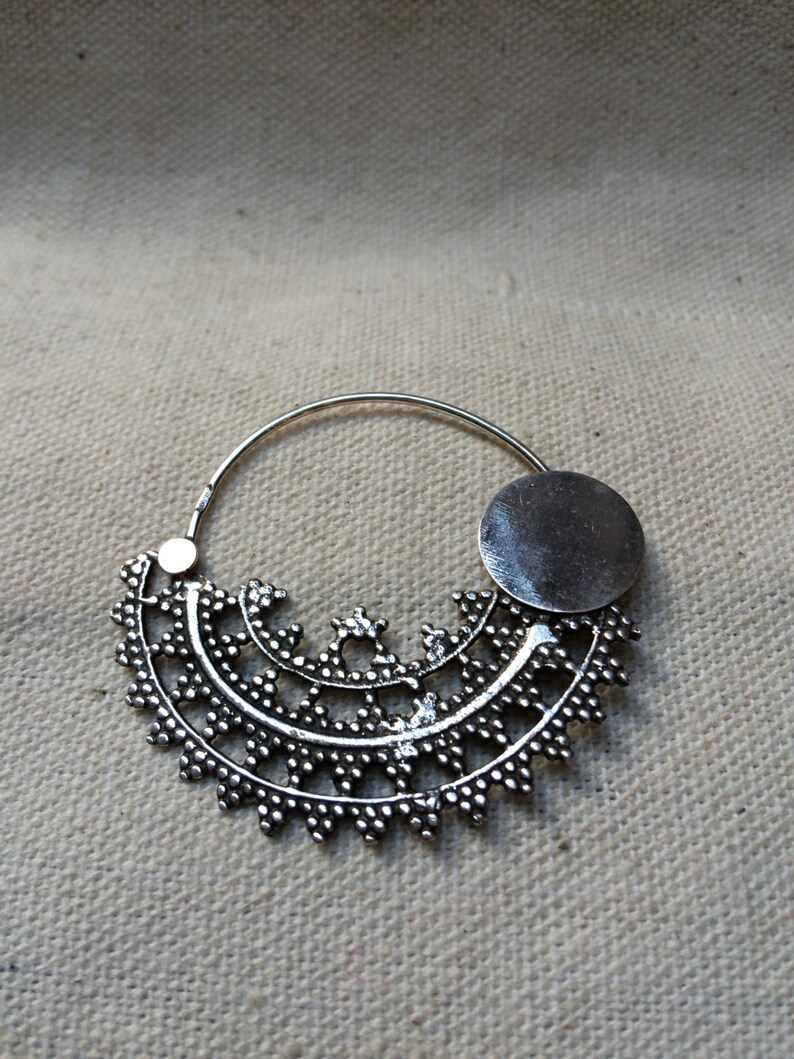 Stunning Silver Hoop Earrings, Bedouin, Nubian, Nosering, Shnaf - Etsy