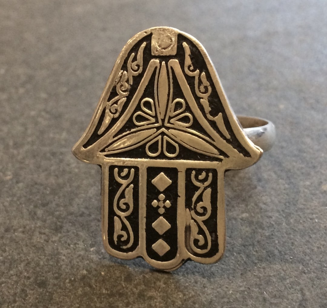 Hand of Fatma Silver Ring, Kaff, Khamsa, Handmade in Cairo - Etsy