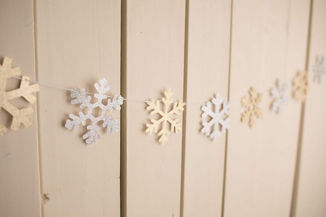 Glitter Snowflake Paper Garland: Winter Wonderland Party Decor - Etsy