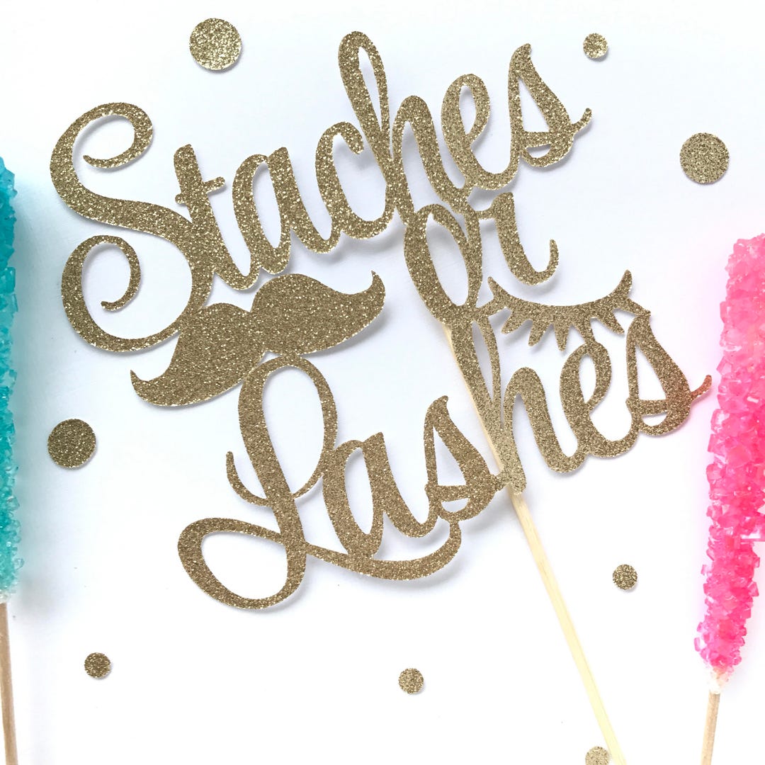 Staches or Lashes Cake Topper Baby Shower Decor Gender Reveal Its a Boy ...