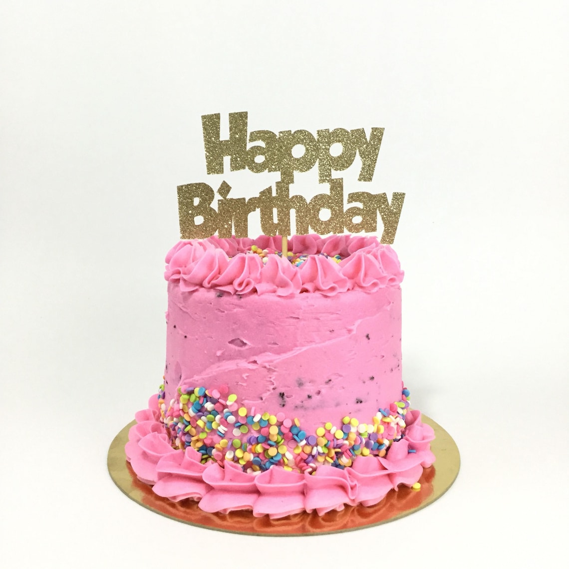 Happy Birthday Glitter Cake Topper Personalized Name Glitter | Etsy