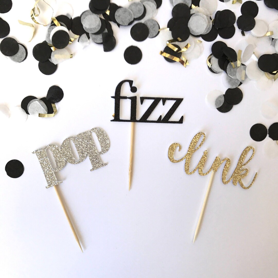 Glitter Pop Fizz Clink Cupcake Toppers: New Year's Eve Party Decor - Etsy
