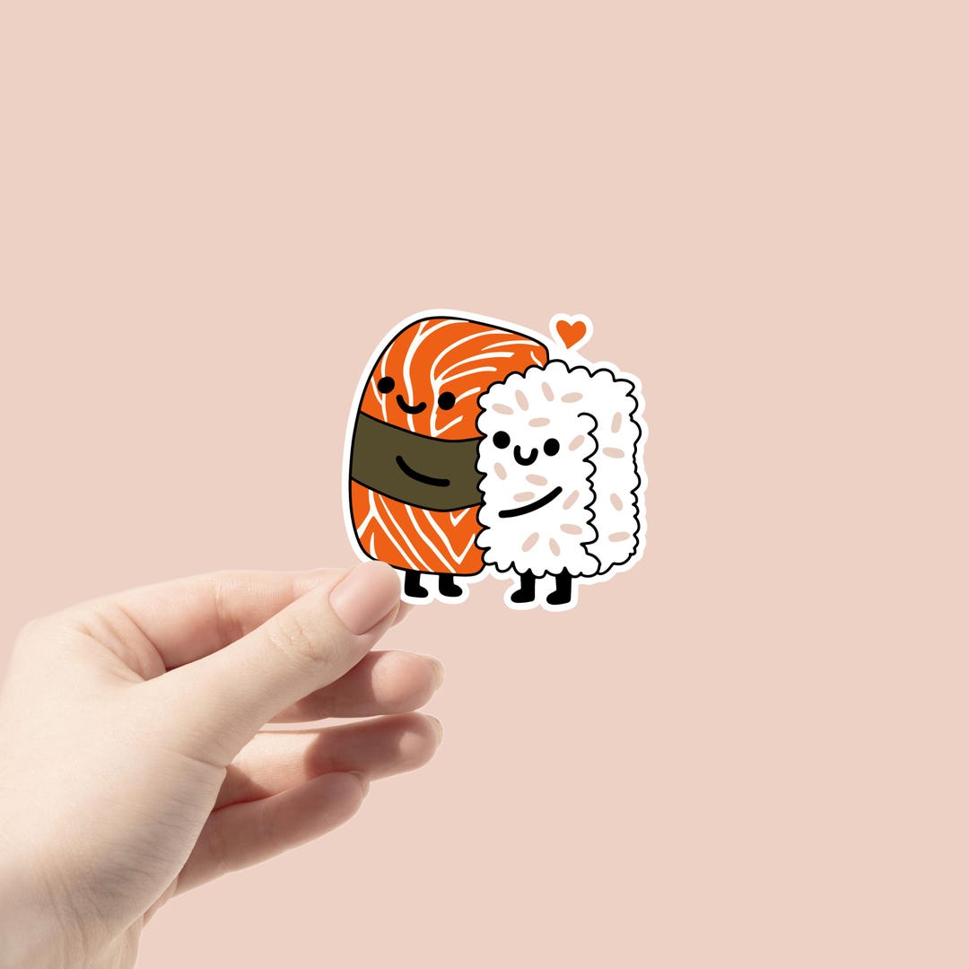 Sushi Love Sticker, Food Stickers, Cute Valentine Food Sticker, Salmon ...