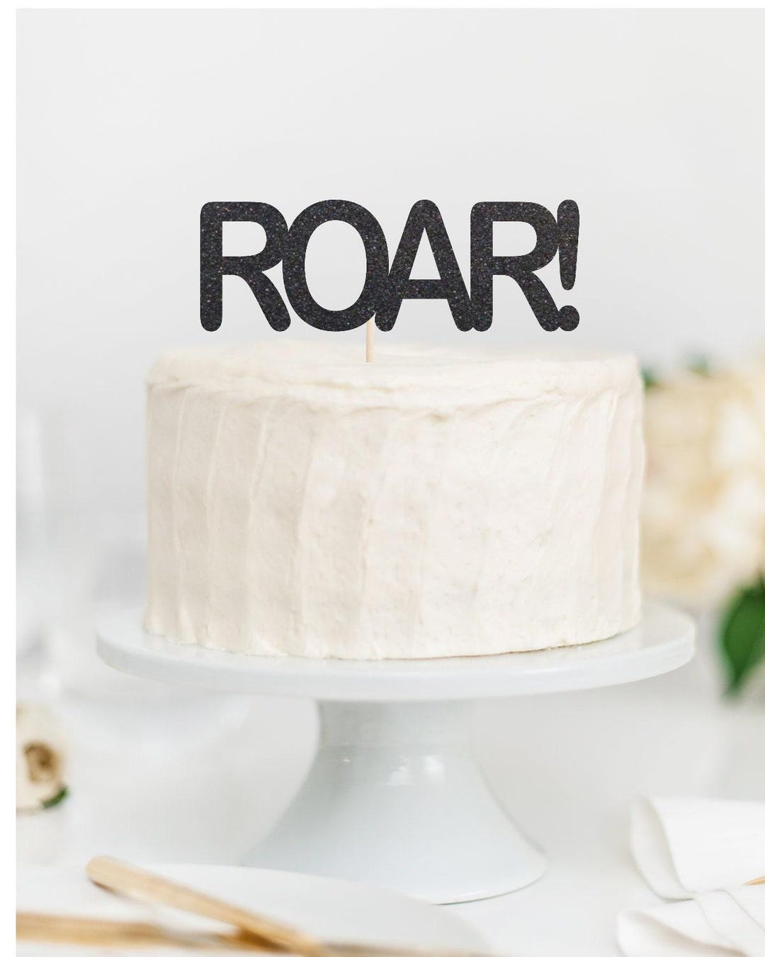 Roar Cake Topper: Glitter Dinosaur Birthday Party Decor, Jurassic ...