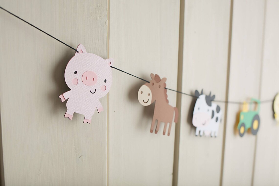 Farm Animal Garland Barnyard Birthday Paper Garland - Etsy
