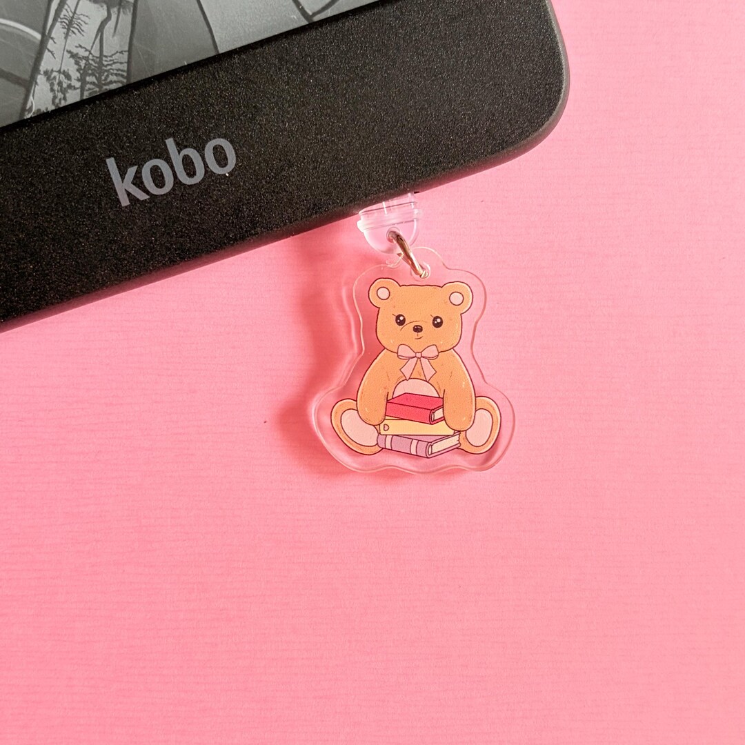 Bookish Bear E Reader Charm, Dust Plug Book Lover Gift Idea - Etsy