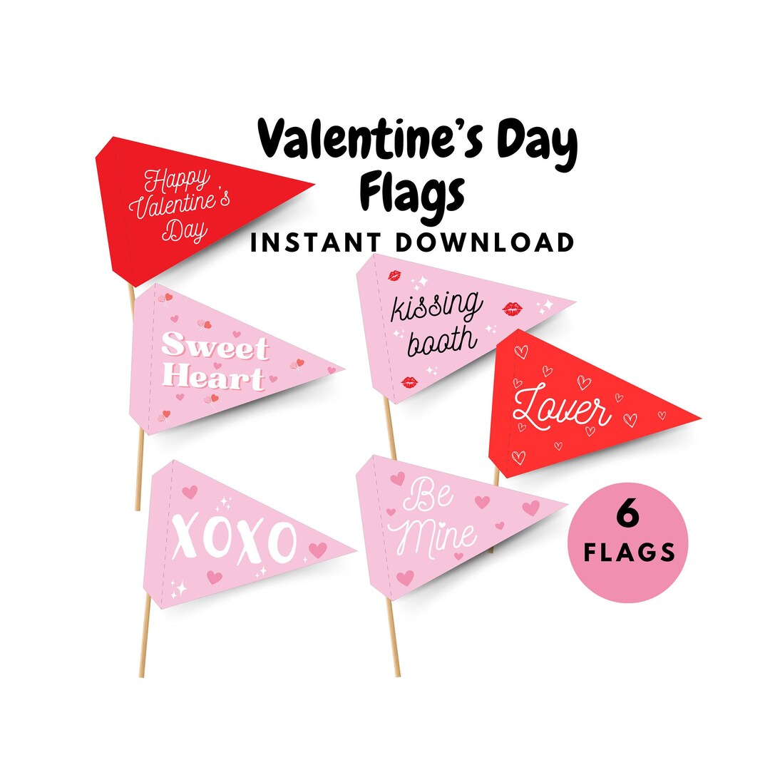 Valentine's Day Pennant Flags: Party Decorations (digital Download) - Etsy