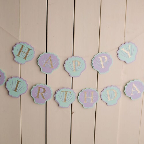 Happy Birthday Banner Mermaid Party Decor Under the Sea - Etsy
