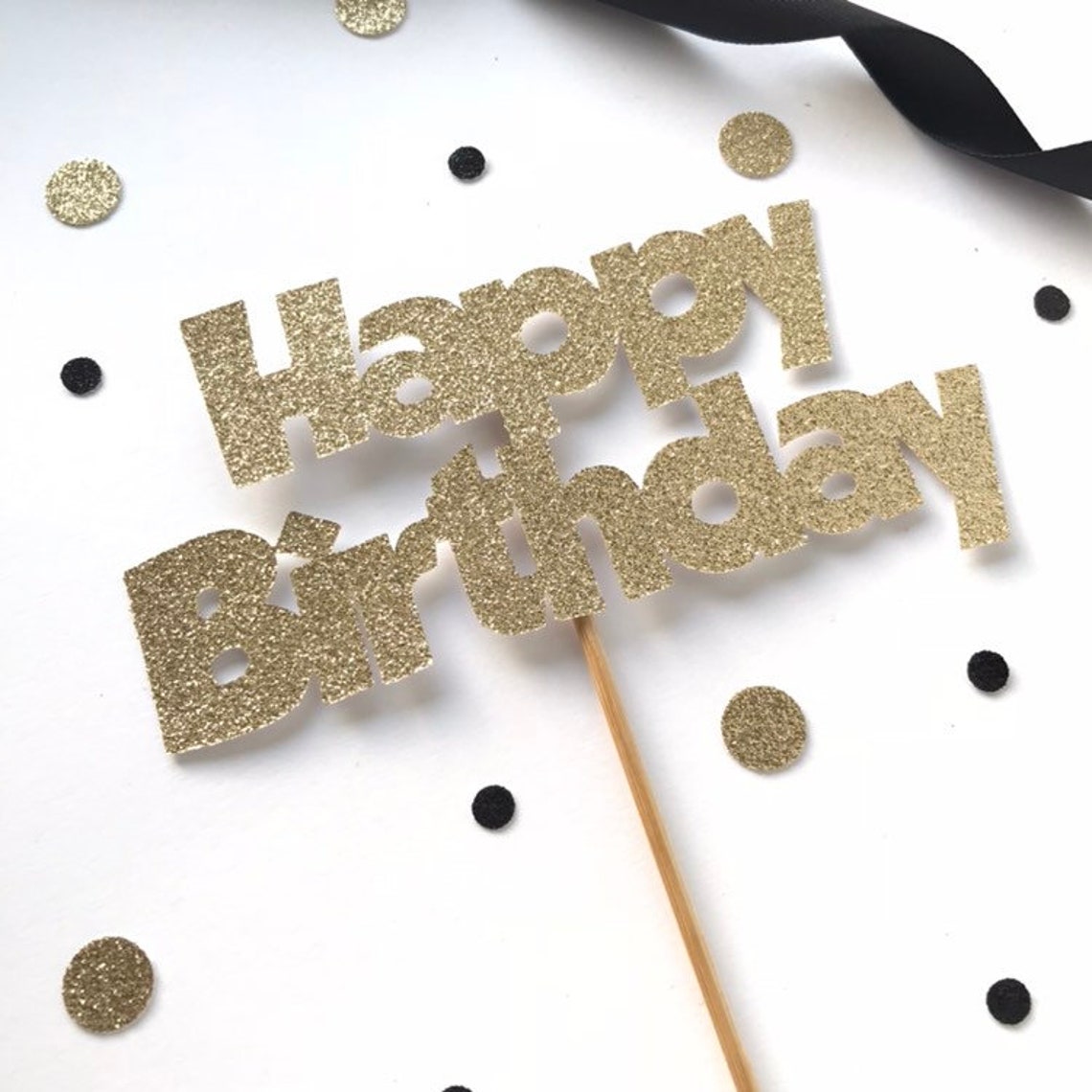 Happy Birthday Glitter Cake Topper Personalized Name Glitter - Etsy