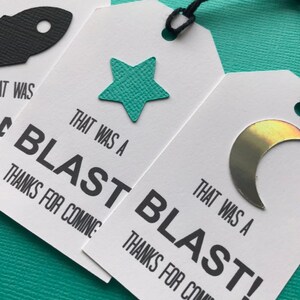 12 Space Themed Gift Tags, Kids Birthday Favor Tags, Astronaut in Outer ...