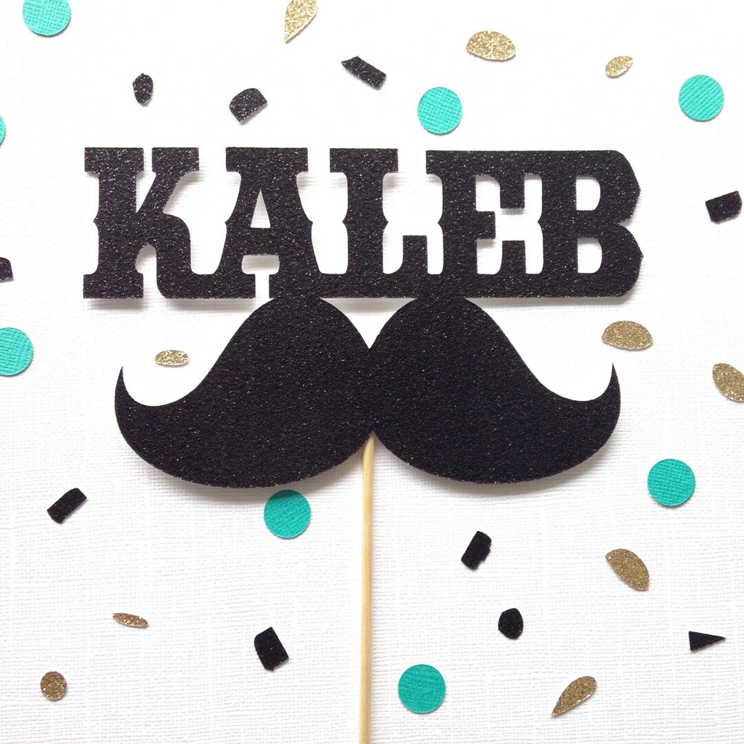 Mustache Glitter Cake Topper: Personalized First Birthday - Etsy