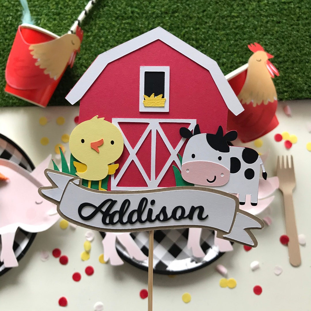 Farm Cake Topper, Farm Decorations, Farm Theme Cake Topper, Barnyard ...