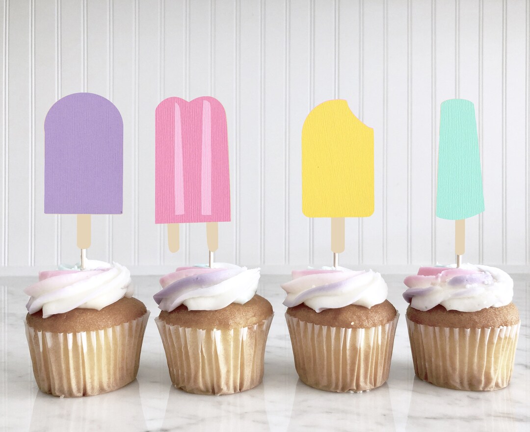 Popsicle Cupcake Toppers - Ice Cream Social Party Decor - Pool Party ...