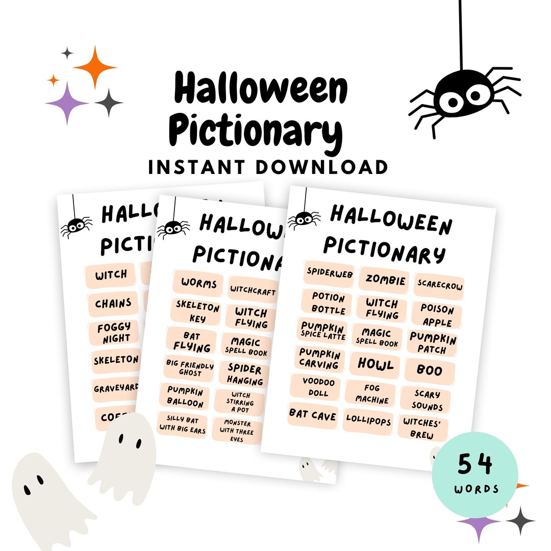 Halloween Pictionary Digital Download, Spooky Season Birthday Party ...