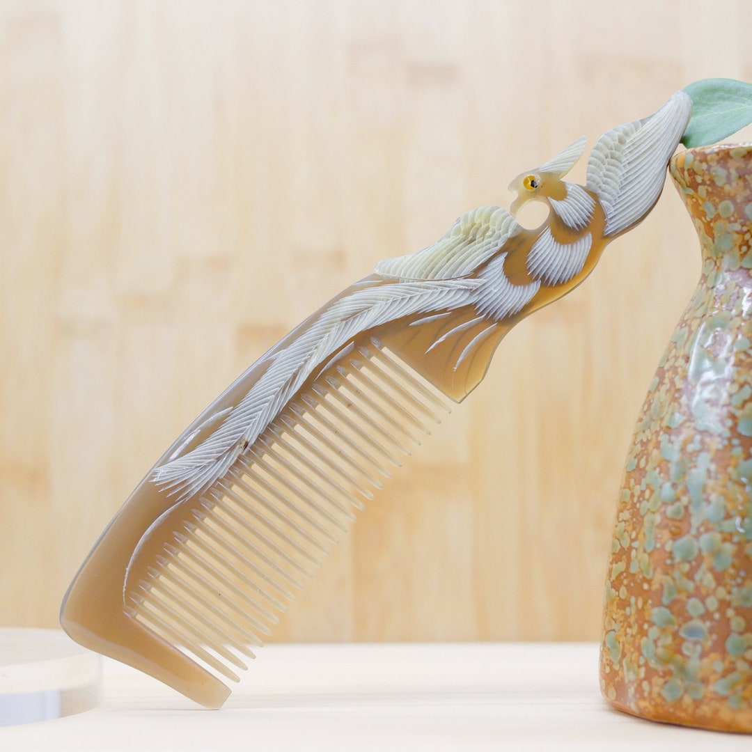 Personalized White Phoenix Natural Buffalo Horn Comb, Regular Tooth ...