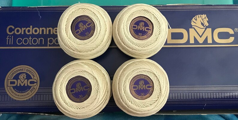 Four 4 Balls of Cordonnet Special DMC Crochet Cotton ECRU Size 30 - 20g ...