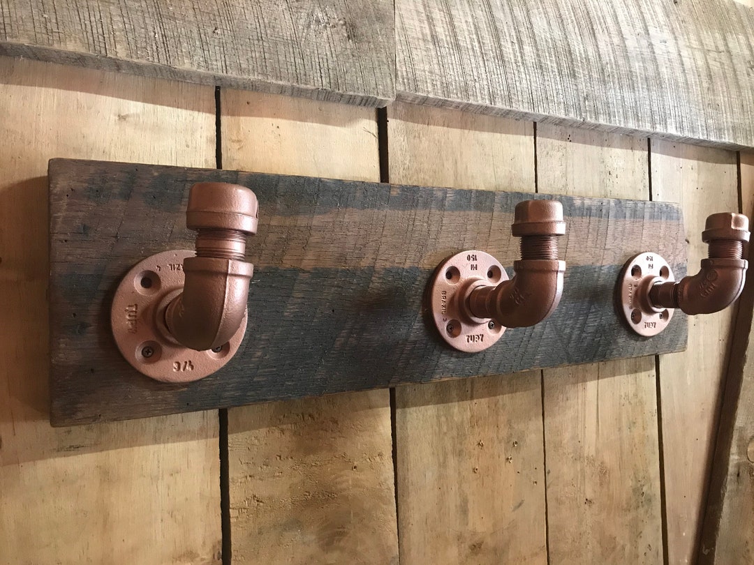 Barnwood Copper Piping Rack - Etsy