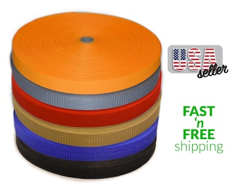 Nylon Webbing by the Yard 27 Colors 5/8 Inch 1 Inch Heavy Duty Nylon ...