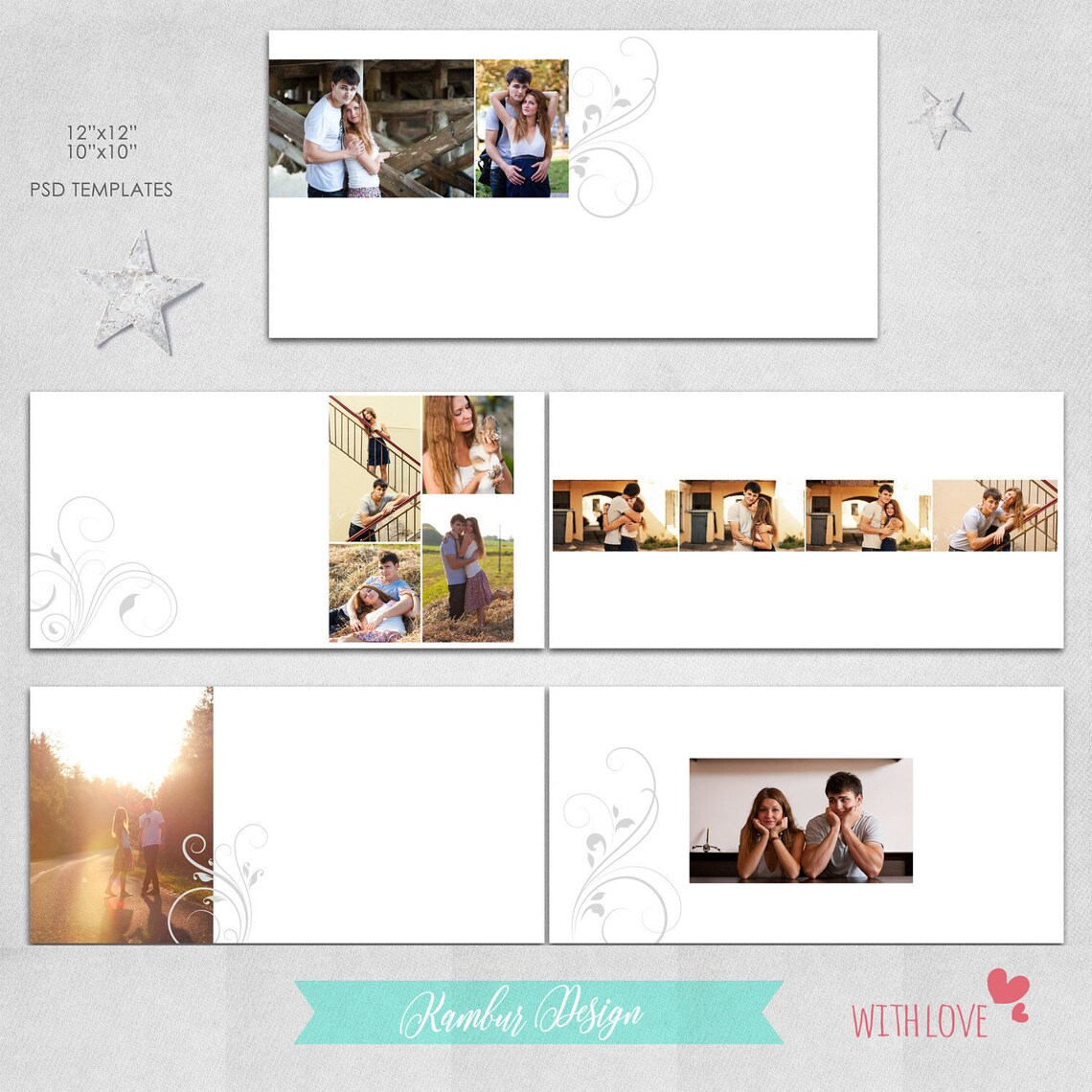 12X12, 10x10 PSD (30 Pages), Guest Book, Album Template - 15 Spread ...