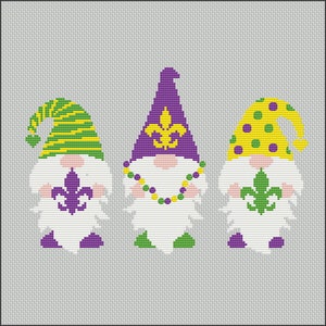 Mardi Gras Gnomes Cross Stitch Pattern Modern Instant Download PDF - Etsy
