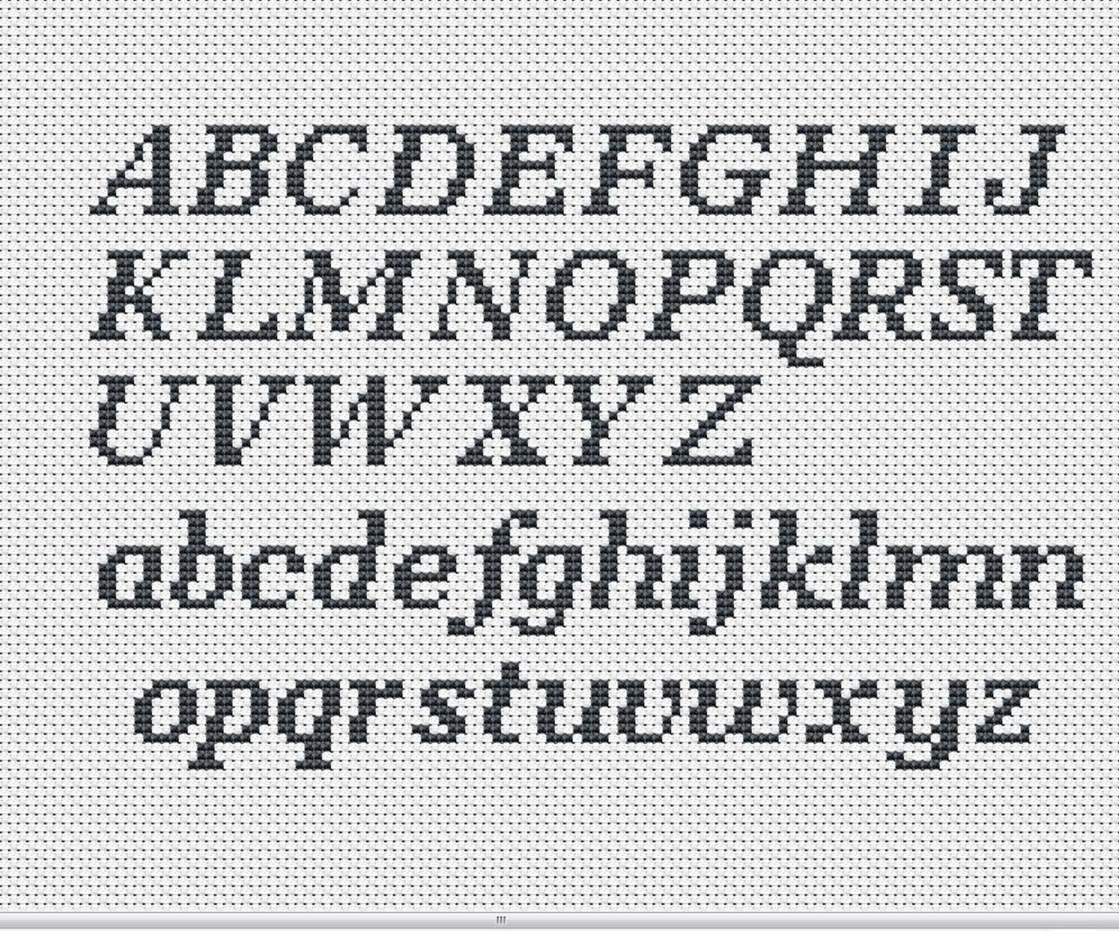Classic Serif Cross Stitch Alphabet – PDF Pattern (10x Height, 7–11 for ...