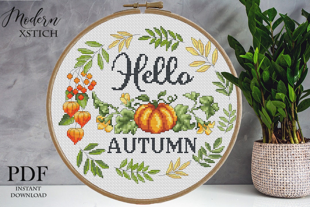 Autumn Cross Stitch Pattern, Pumpkin Cross Stitch Pattern, Fall Cross ...