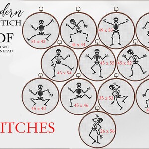 Halloween Modern Cross Stitch Pattern, Skeleton Cross Stitch Pattern ...