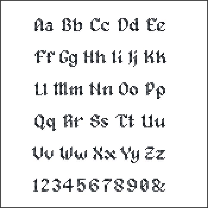 Gothic Calligraphy Cross-stitch Alphabet – 11 Stitch Capitals & 8 ...