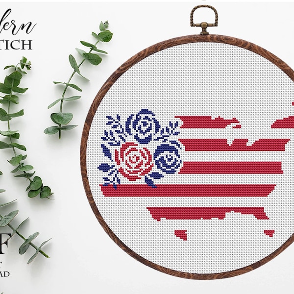 Patriotic Cross Stitch Pattern - Etsy