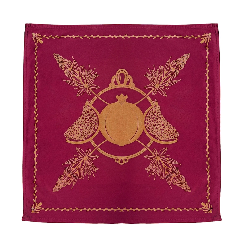 Persephone Altar Cloth: Pomegranate Triple Crescent With Asphodel ...