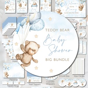 Teddy Bear Printable Baby Shower Bundle, Party Pack Kit, Party Package ...