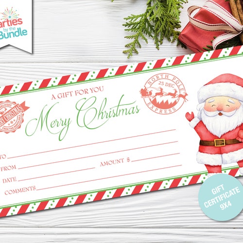Printable Christmas Gift Voucher Template Santa Gift - Etsy