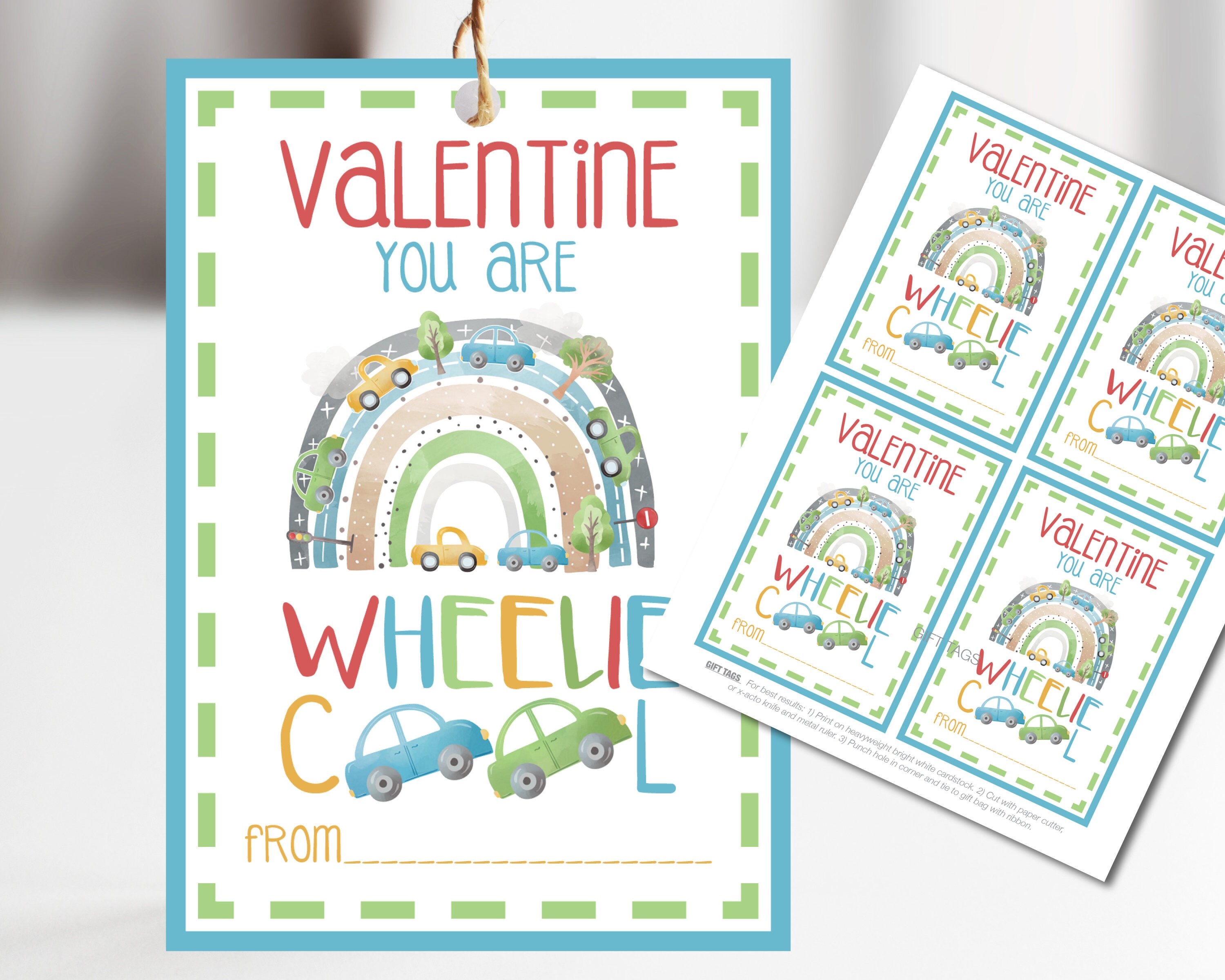 Printable Valentine's Day Gift Tag, Car Valentine Favor Tag, Printable ...