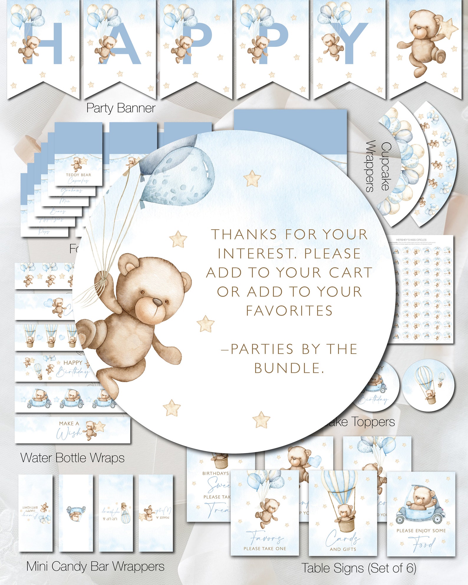 Teddy Bear Printable Birthday Party Bundle Party Pack Kit - Etsy