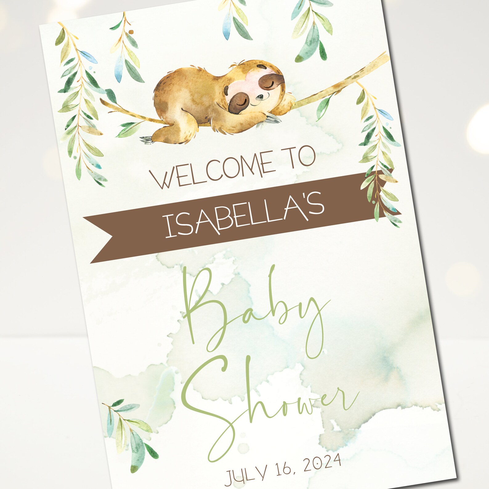 Sloth Baby Shower Welcome Sign | Sloths of Fun Easel Decoration ...