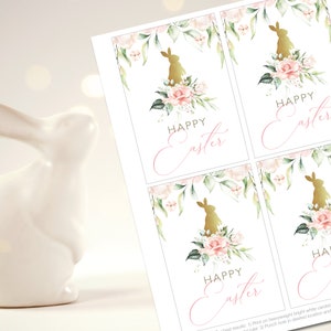 Printable Easter Gift Tag, Floral Easter Bunny Favor Tag, Printable ...