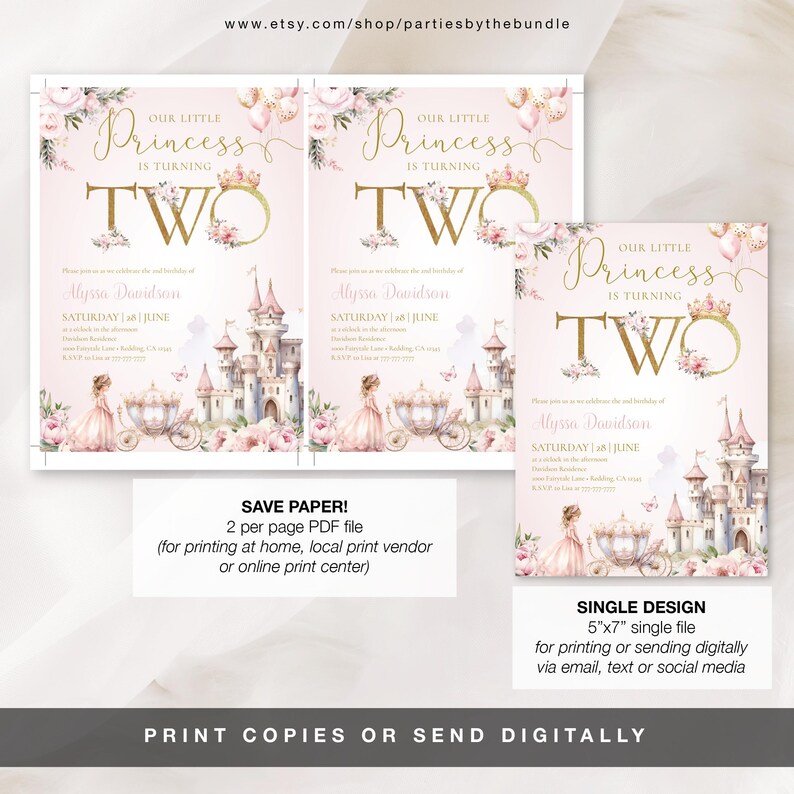 Princess 2nd Birthday Invitation: Fairytale Theme (corjl Template) P2 ...