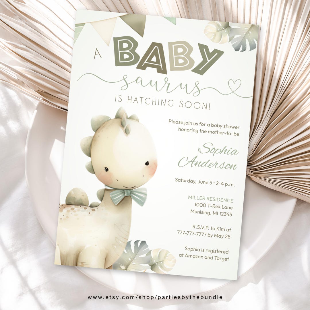 EDITABLE Dinosaur Baby Shower Invitation: Babysaurus Theme (corjl ...