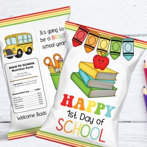 Back to School Party Chip Bags | First Day of School Snack Bag Wrapper ...