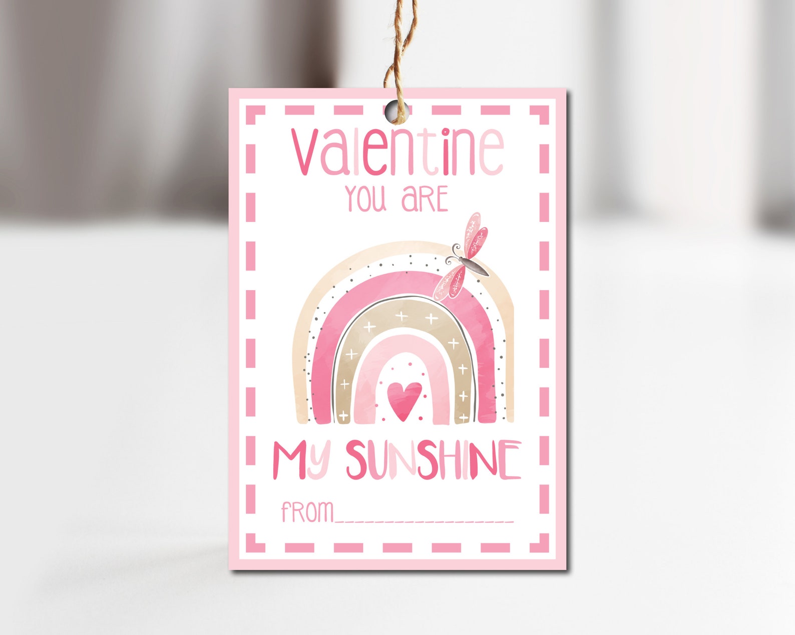 Printable Valentine's Day Gift Tag Pink Rainbow Favor - Etsy
